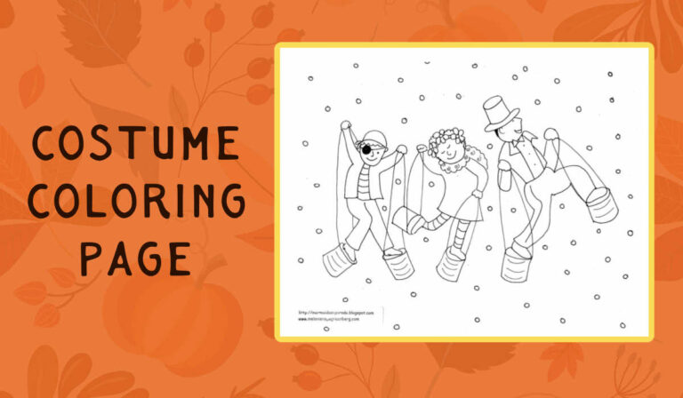 Adorable Trick-or-Treaters in Costume Coloring Page