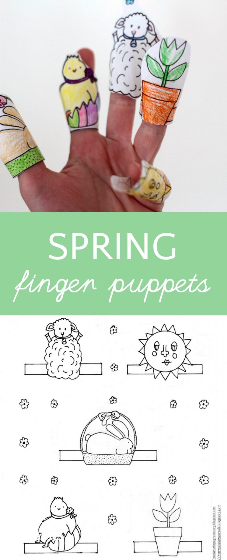 Printable Spring Finger Puppets for Pretend Play