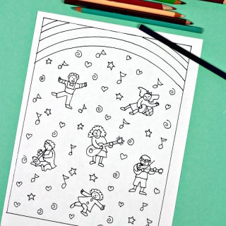 Joyful Children Musicians Coloring Page