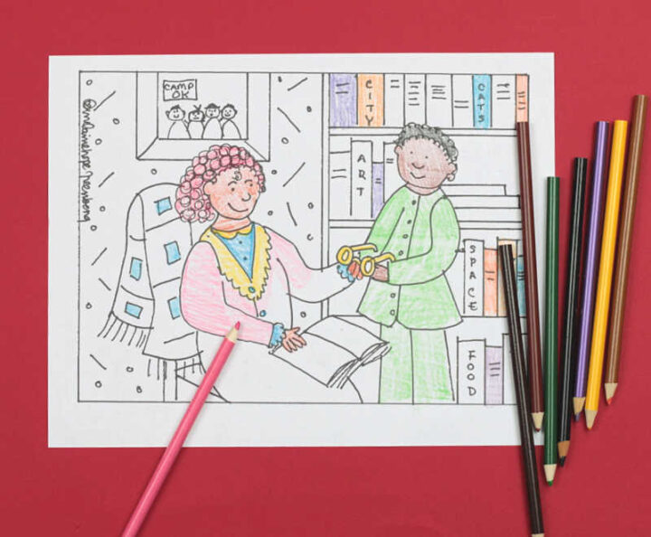 Pajama Day Coloring Page : Relax, Read and Color