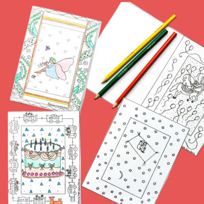 4 Adorable Printable Birthday Card Coloring Pages